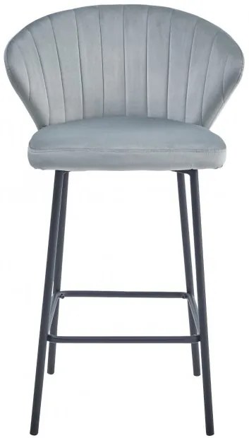 Set tří barových židlí GATTA sametové stříbrné (černé nohy) 3 ks