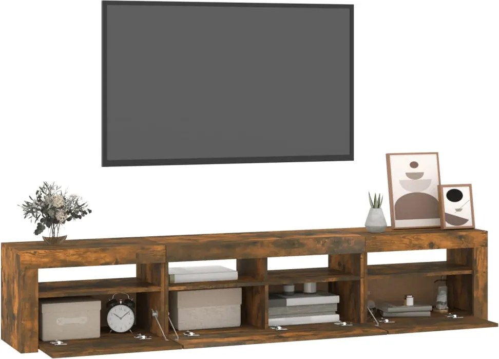 TV skříňka s LED osvětlením kouřový dub 210 x 35 x 40 cm 3152735
