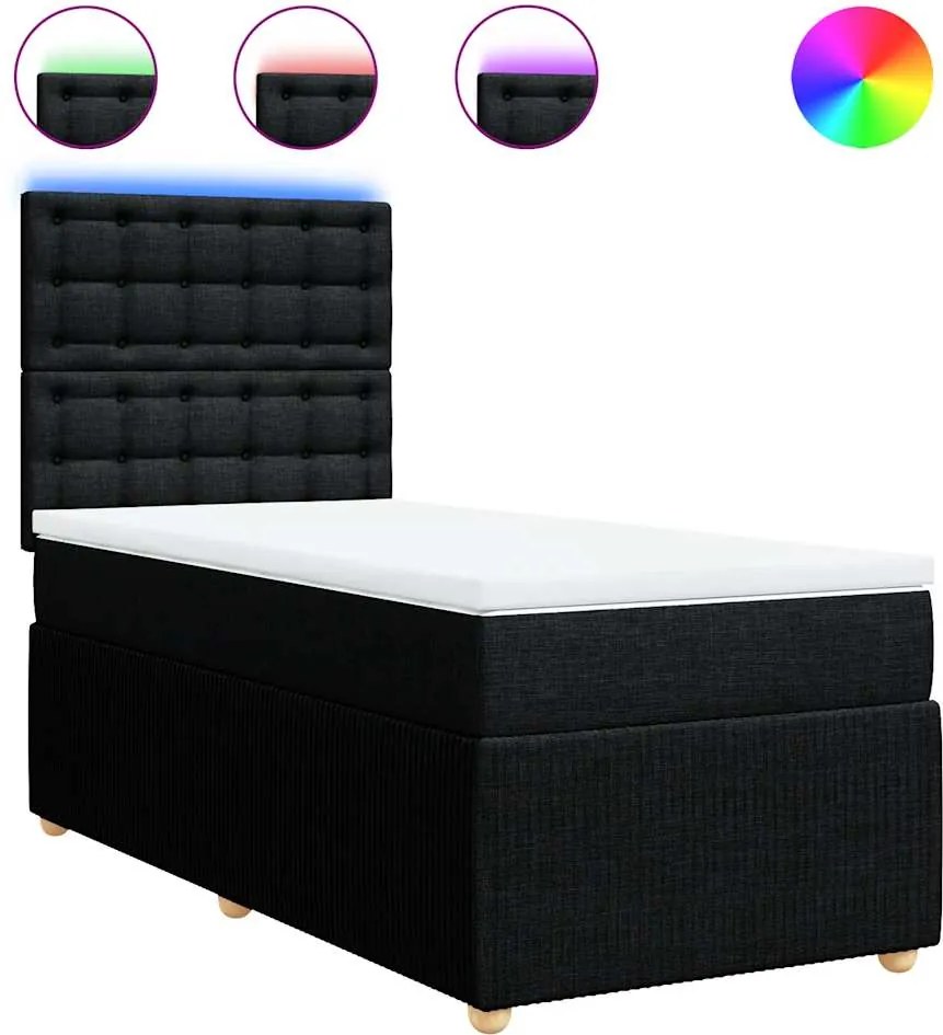 Box spring postel s matrací černá 80 x 200 cm textil 3294199