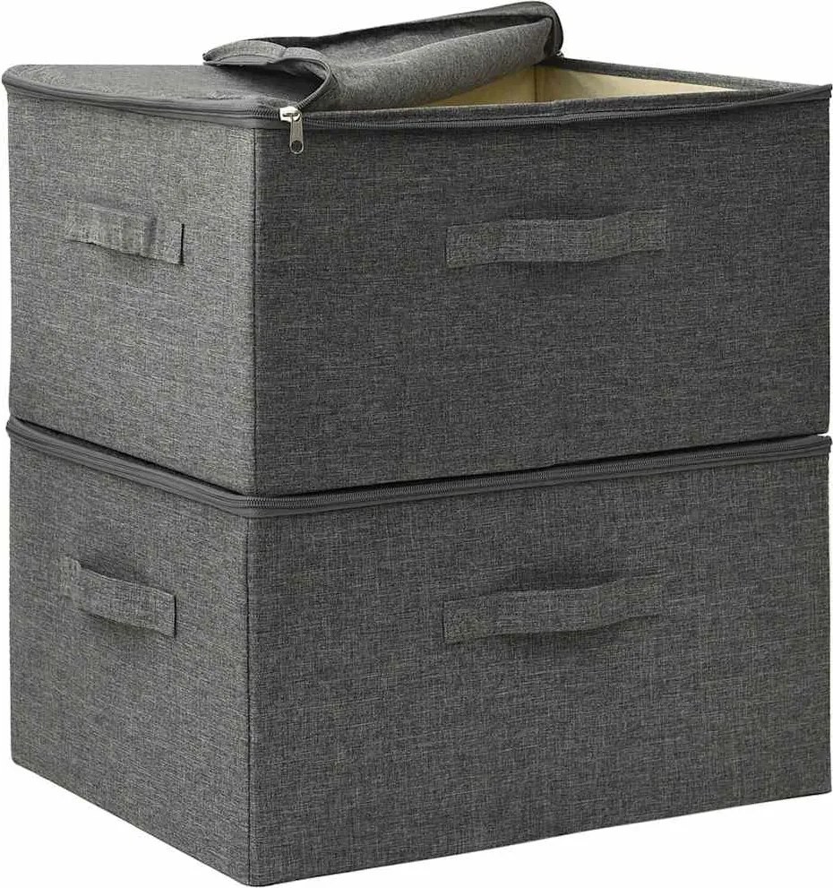 Úložné boxy 2 ks textil 43 x 34 x 23 cm antracitové 332909