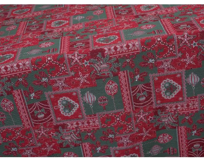 SCANquilt ubrus MOTIV LUREX vánoční patch červenozelená 120 x 150 cm
