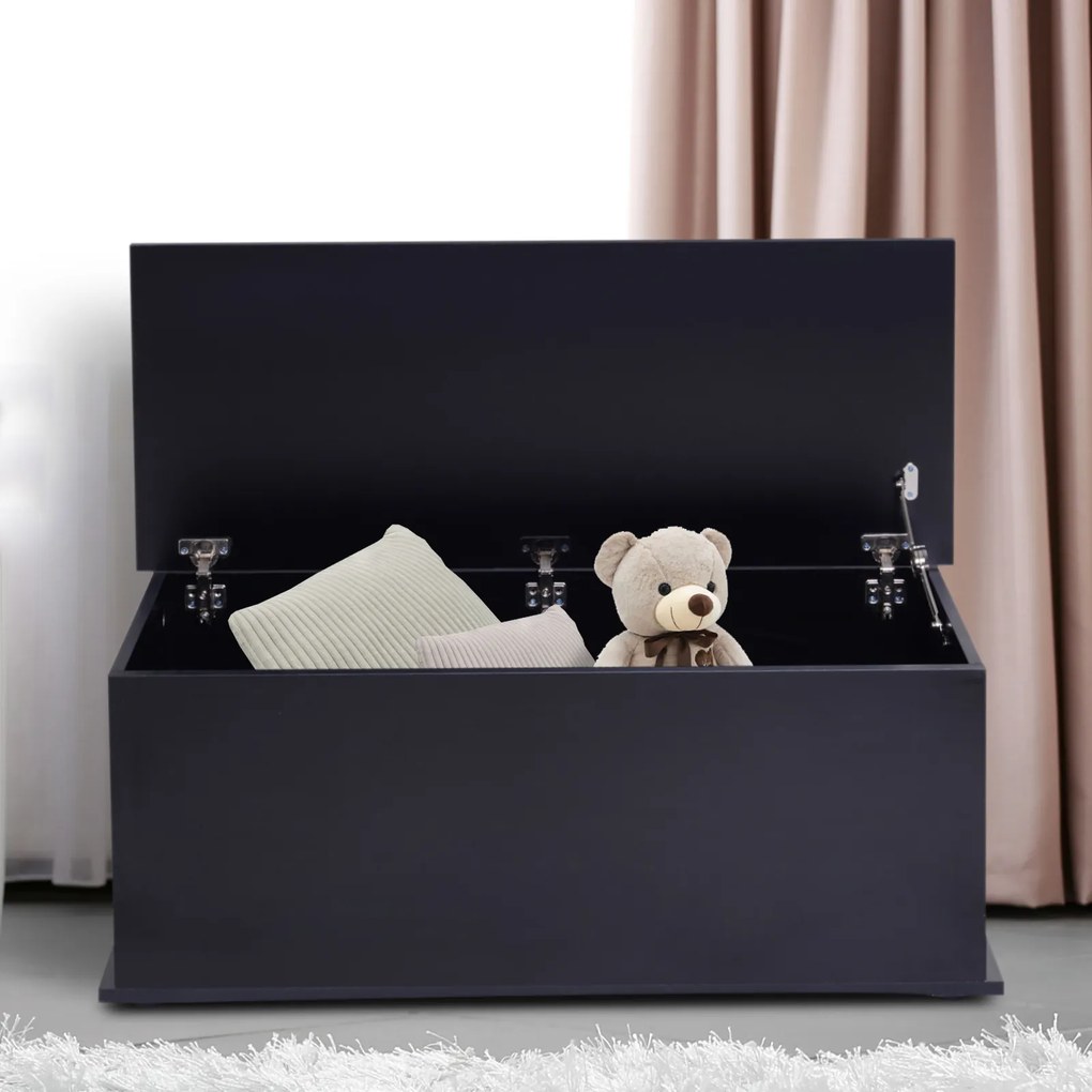 HOMCOM Dřevěný úložný box s víkem, nosnost max. 120 kg pro ložnici a obývací pokoj 100x40x40 cm Černý
