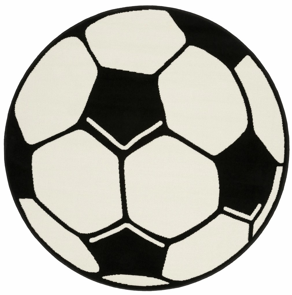 Hanse Home, Dětský kusový koberec Prime Pile Fussball 100015, 150x150 (průměr) kruh, černobílá, Biano.cz