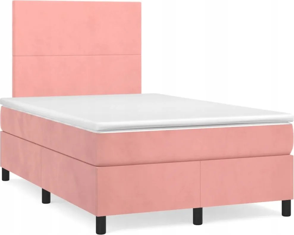 Box Spring Postel S Matrací Samet Růžová Hladký design 120 x 190 cm