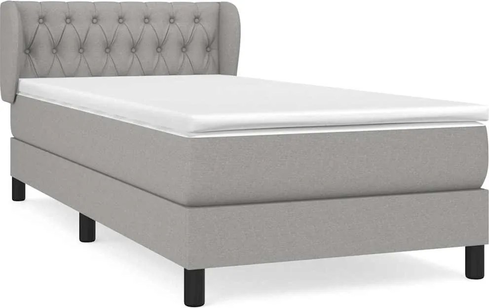 Box spring postel s matrací světle šedý 100 x 200 cm textil 3126461