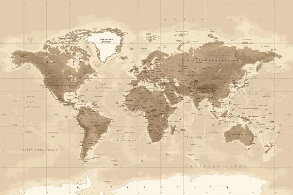 Obraz nádherná vintage mapa světa - 60x40 cm