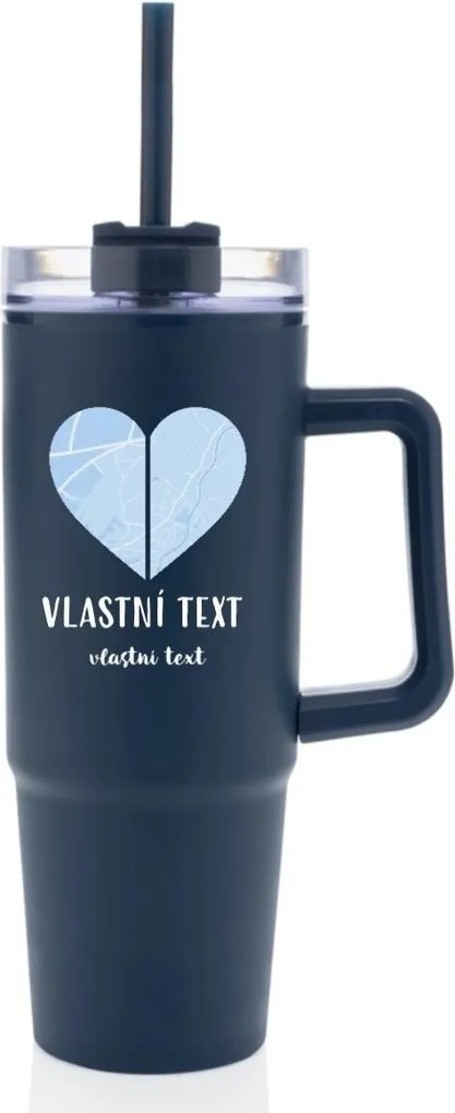 Personalizovaná cestovní termoska s průhledným víčkem - Dvě místa, jedno srdce