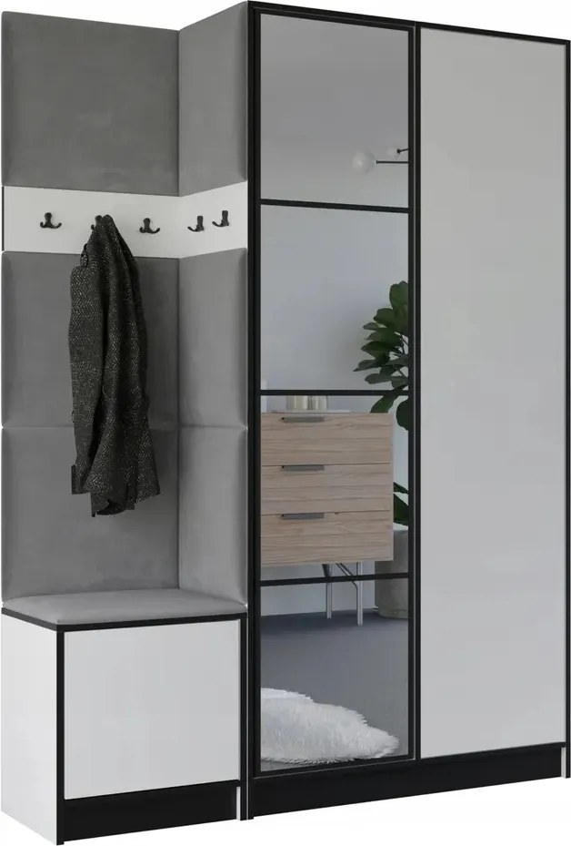Šatní skříň EDEN 13 bílý + šedý Vzor 1