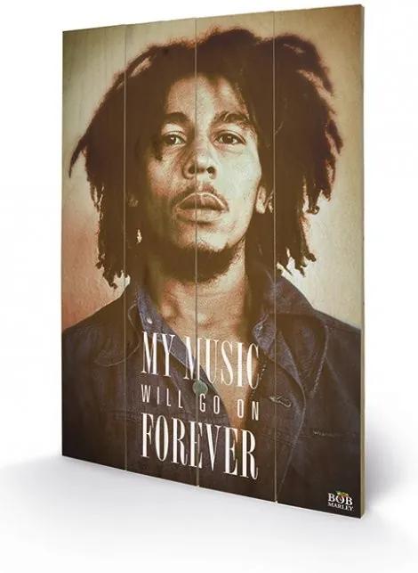 Dřevěný obraz Bob Marley - Music Forever, (40 x 59 cm)