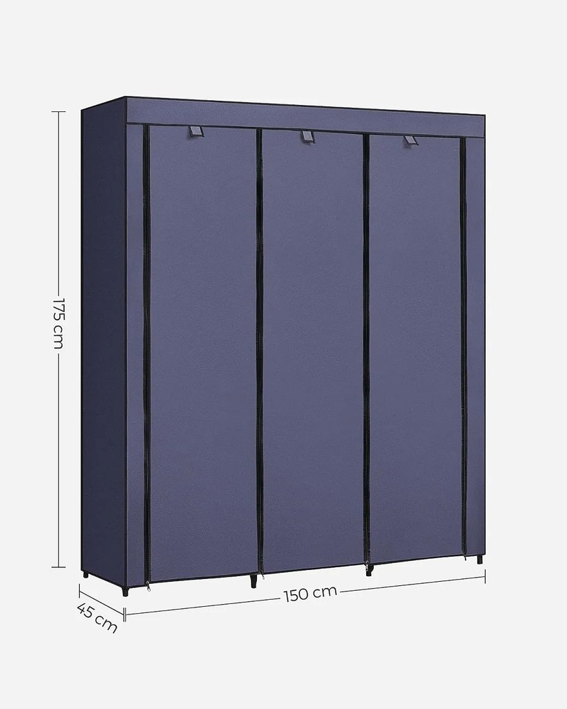 Textilní šatní skříň Ward 150 cm tmavě modrá