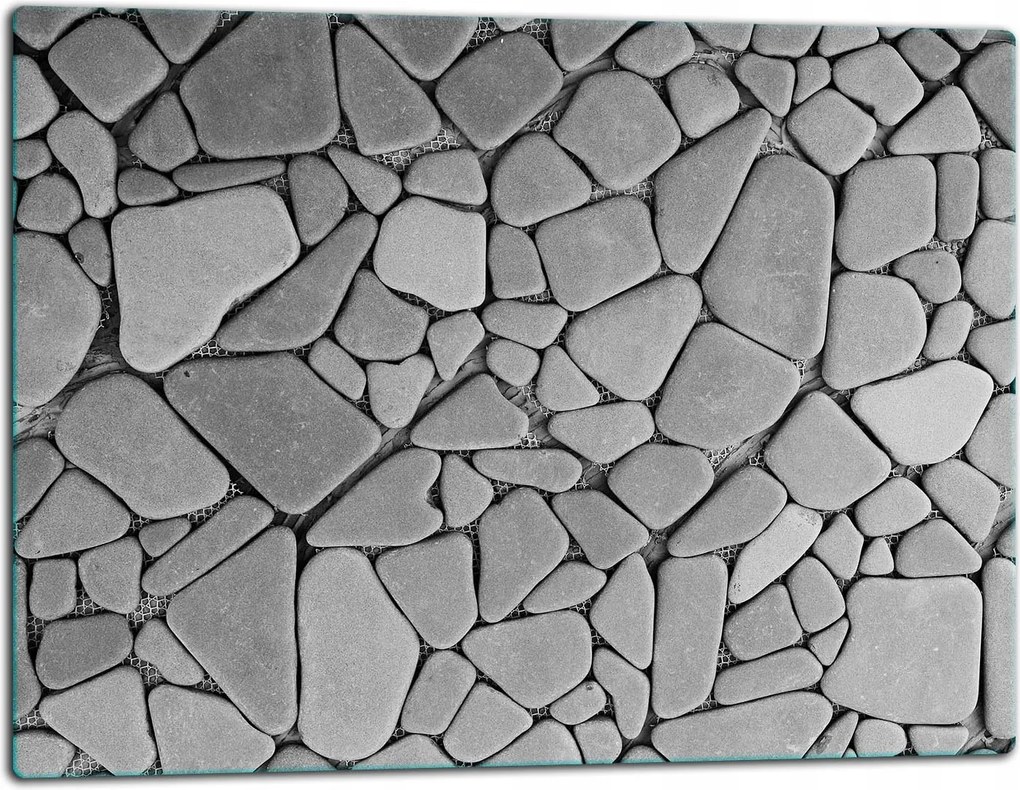 Skleněná Deska Na Krájení 52x40 Šedá Kámen Tvrzené Sklo 7v1