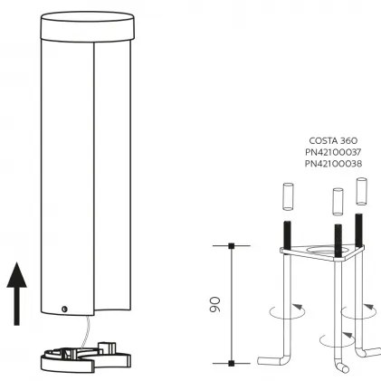 PANLUX Zahradní LED sloupek / svítidlo COSTA 360, antracit