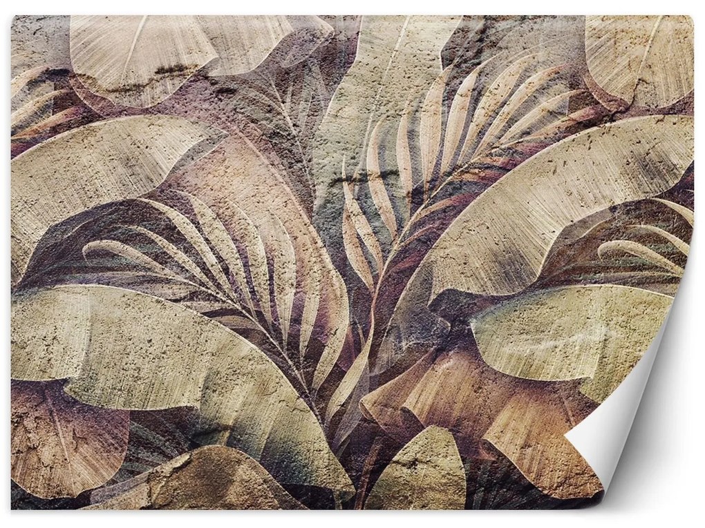 Gario Fototapeta Palmové listy, džungle na imitaci betonu Materiál: Vliesová, Rozměry: 200 x 140 cm