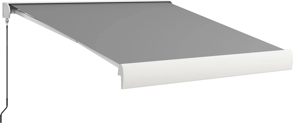 Markýza, elektricky/manuálně výsuvná, plná kazeta, dálkové ovládání, hliníkový rám, 3 x 2,5 m, světle šedá