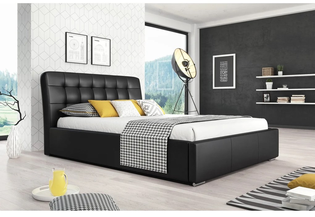 Čalouněná postel MALAGA černá rozměr 140x200 cm
