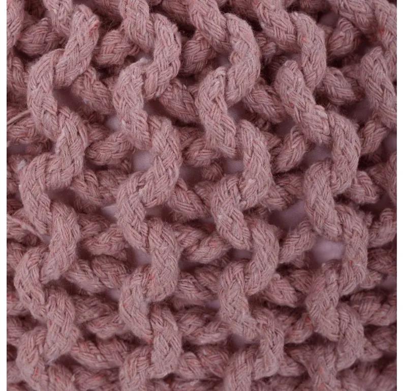 Pletený taburet, pudrová růžová bavlna, GOBI TYP 1