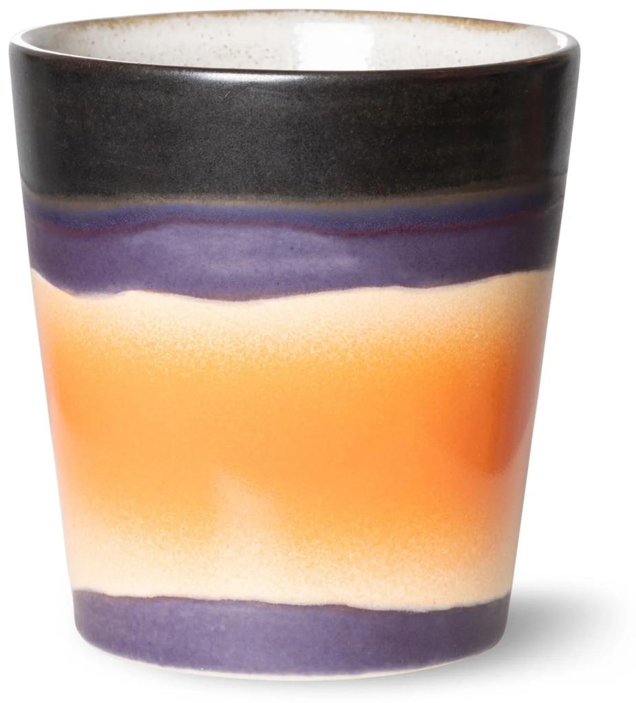 HK living Keramický hrnek 70's Mug Lunar 180 ml, fialová barva, oranžová barva, keramika