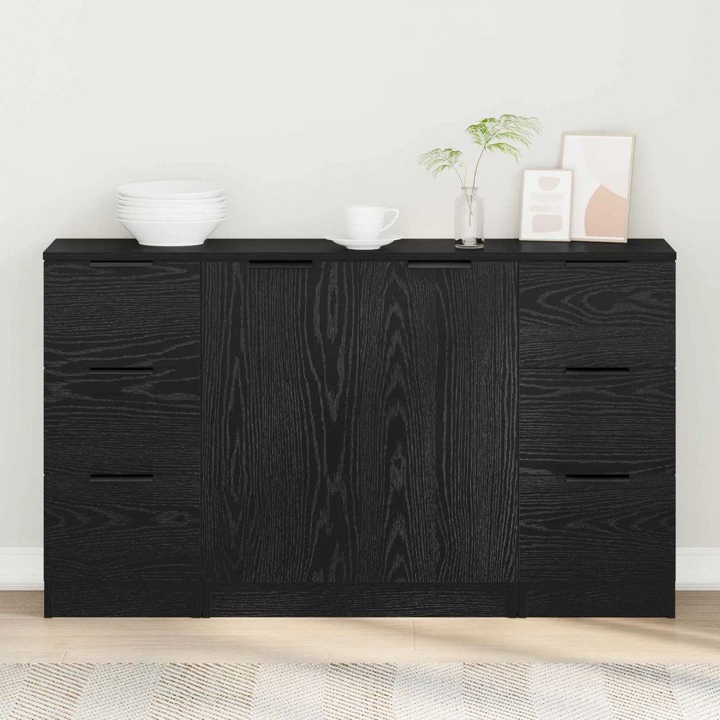 Servírovací skříň 3 ks Černý dub 121 x 30 x 70 cm 3332544