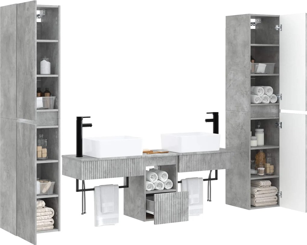 Sada koupelnového nábytku 5 ks Betonově šedá 33 x 34,5 x 160 cm 3406016