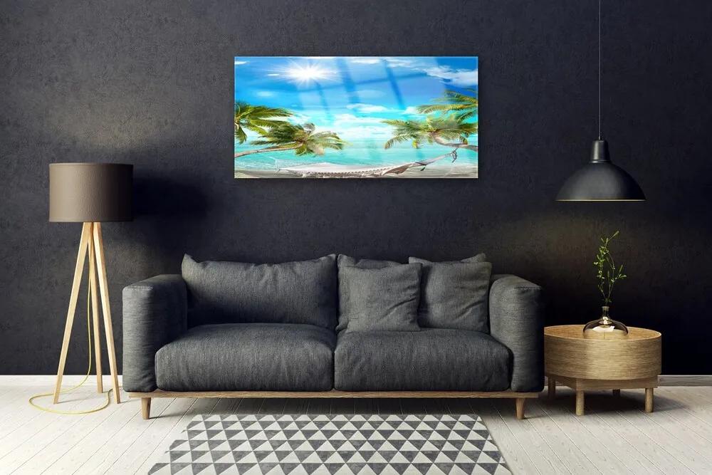 Plexisklo-obraz Tropické Palmy Hamaka Pláž 100x50 cm