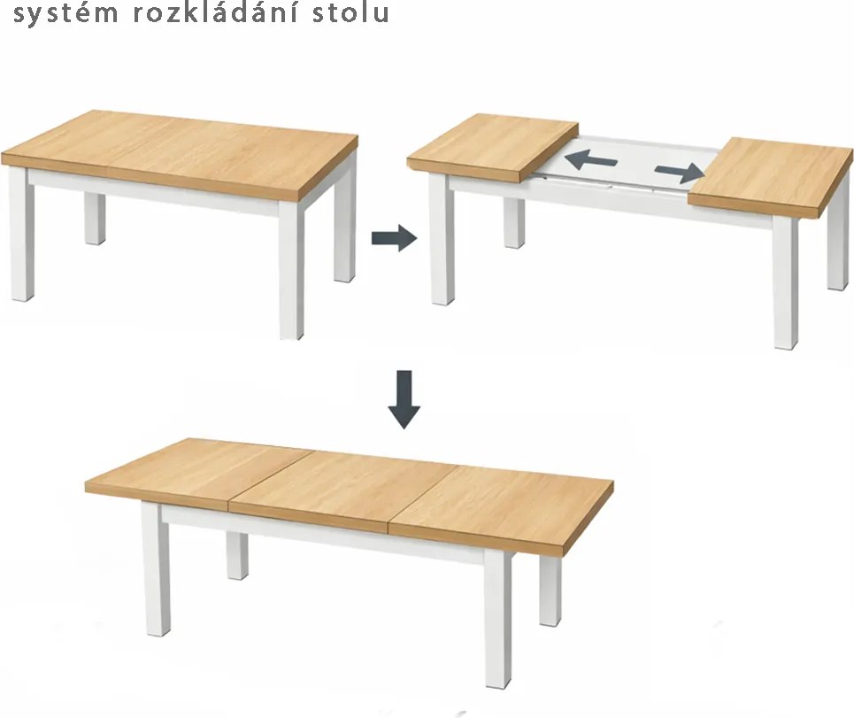 Rozkládací jídelní stůl CEPRANO | 120x85 cm | deska LTD s ABS + nohy masiv | oblé hrany | kvalitní zpracování | sonoma