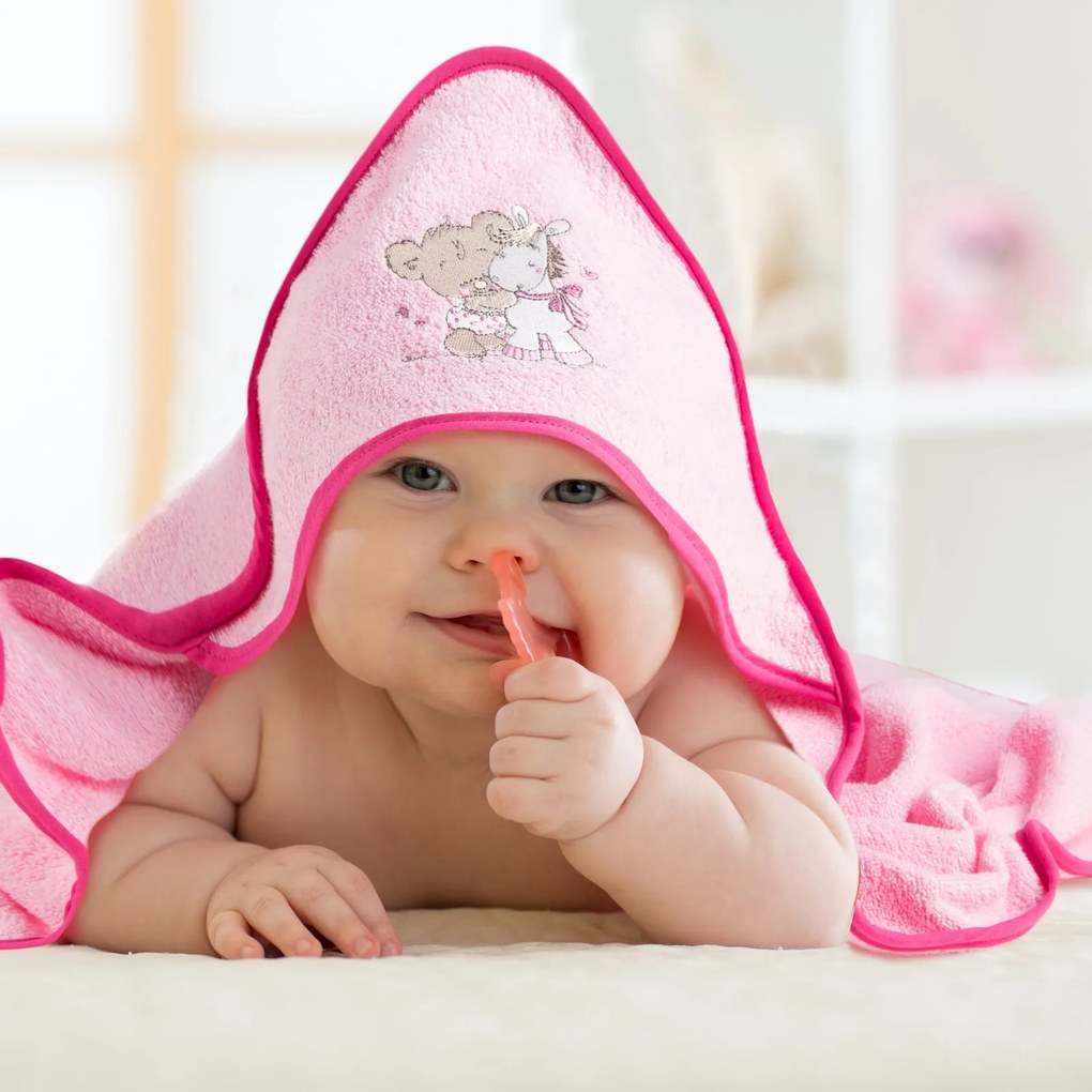 DĚTSKÝ BAVLNĚNÝ RUČNÍK BABY43 50X90 CM RŮŽOVÁ