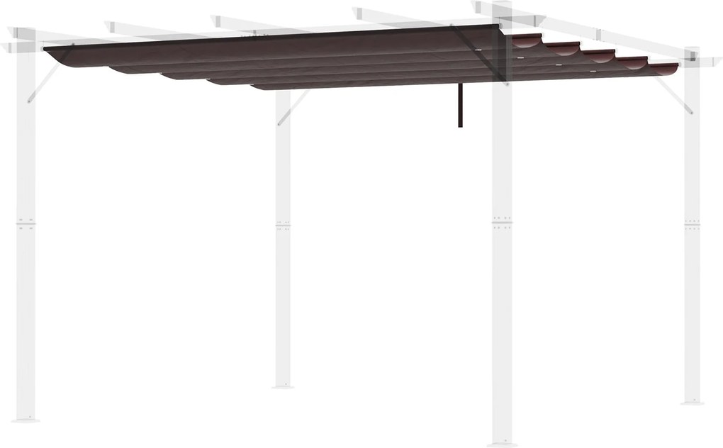 Outsunny 2,5x2,55m Pergola - Náhradní Sklopná Střecha pro Zahradní Altán s 10 Odtokovými Otvory (Hnědá) | Aosom