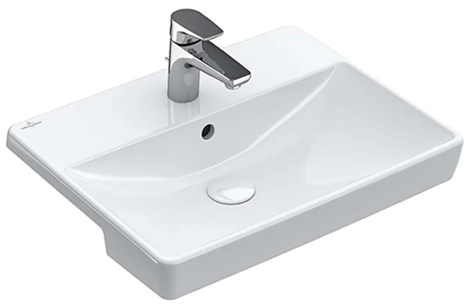 Villeroy & Boch Avento - Polozápustné umyvadlo 55x44 cm, s přepadem, otvor pro baterii, CeramicPlus, Stone White 4A0655RW