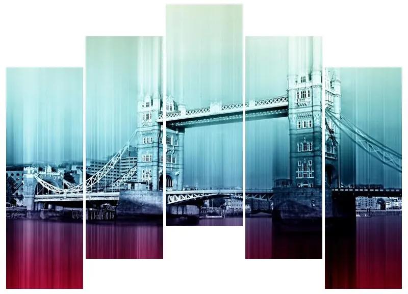 Moderní modrofialový obraz Tower Bridge (125x90 cm), 40 dalších rozměrů