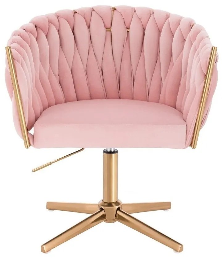LuxuryForm DESIGN Otočná židle NORDEN VELUR na zlatém kříži - růžová