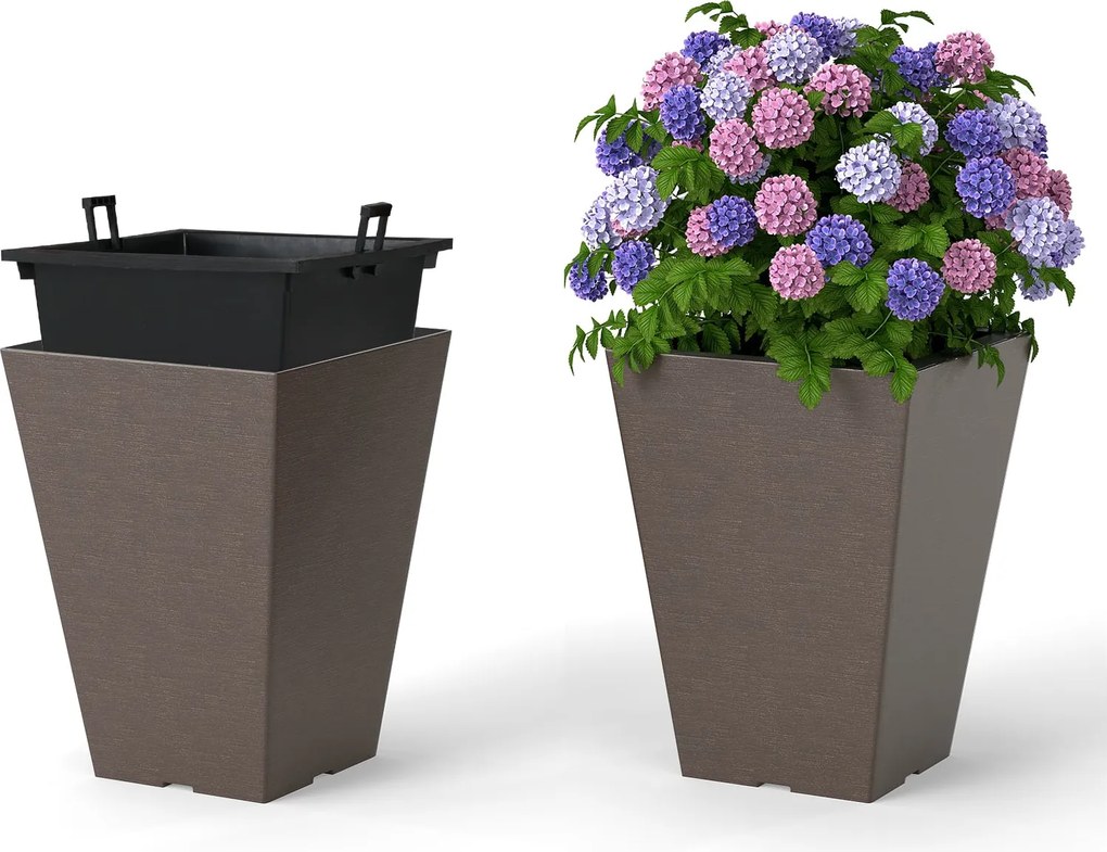 Costway 2 květináč s vnitřním květináčem s drenážními otvory