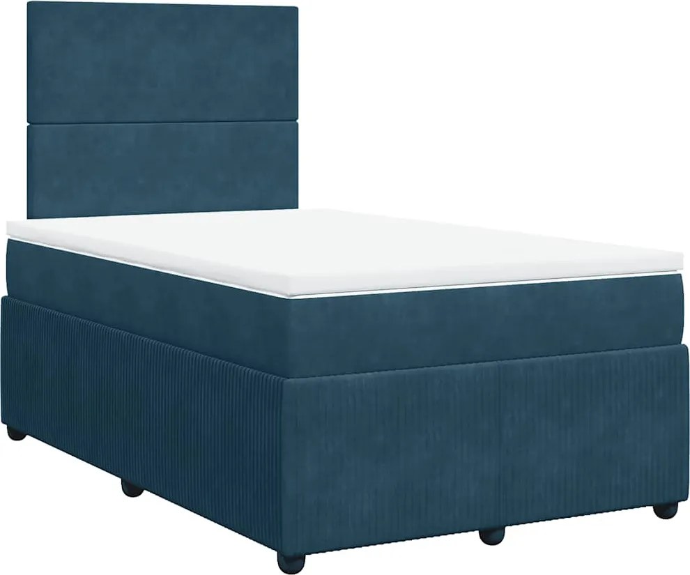 Box spring postel s matrací modrá 120 x 190 cm samet 3294584