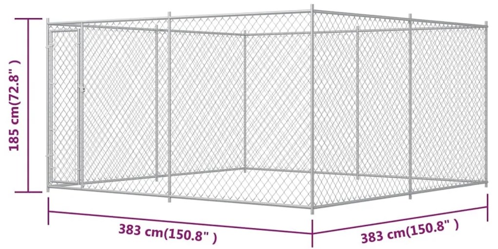 vidaXL Marketos Venkovní psí kotec 383 x 383 x 185 cm