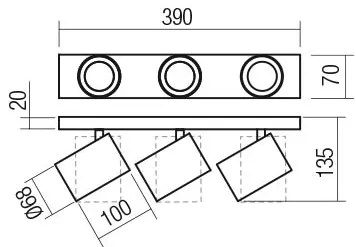 Redo group Redo Corinth, černé spotové svítidlo, 3x7W GU10, 39x7cm, výška 13,5cm