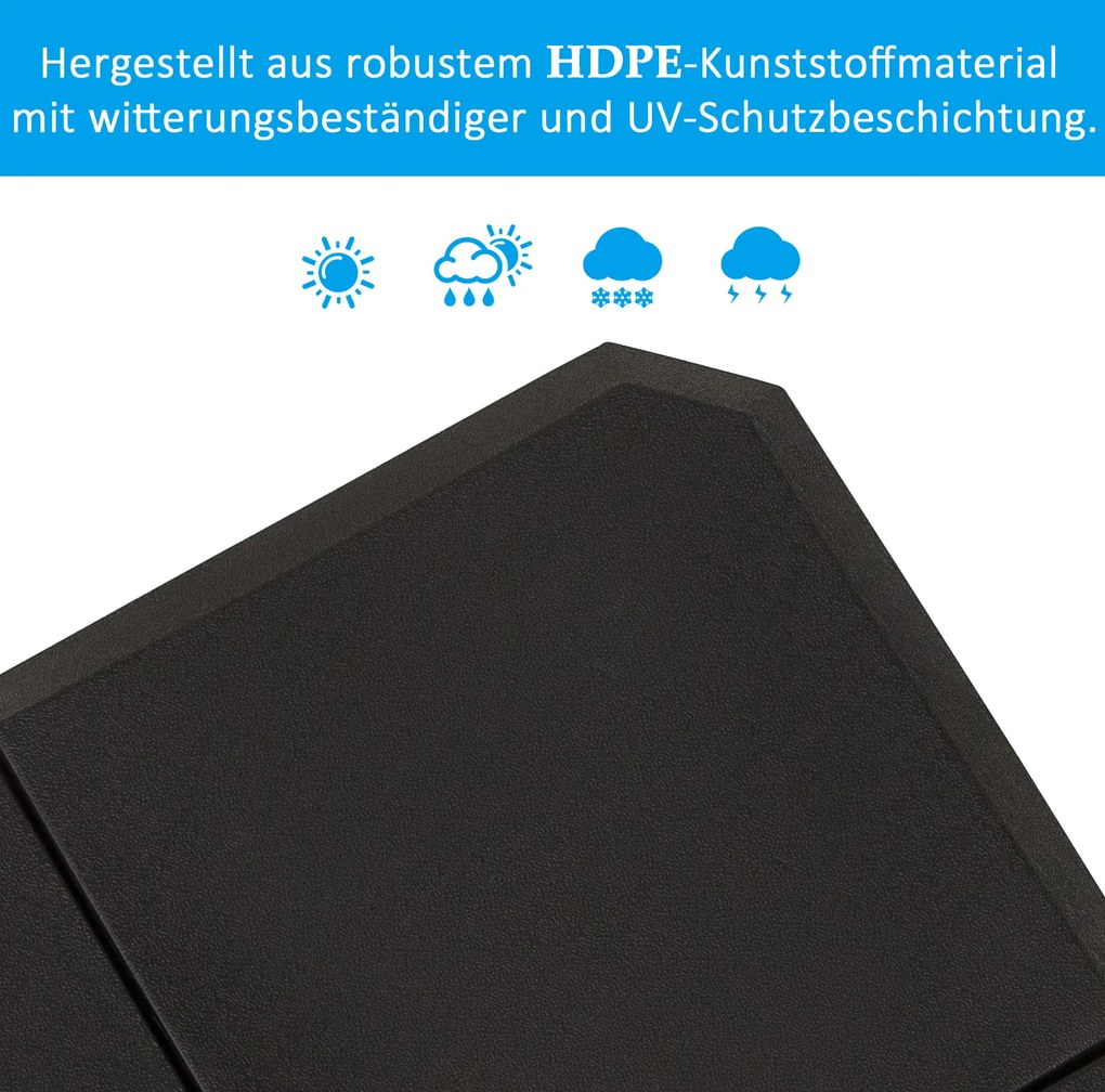 Outsunny Zátěž na deštníky Outsunny, 4dílný stojan na deštníky, lze naplnit 80 kg vody nebo 120 kg písku, HDPE, černá, 100 x 100 x 9,5 cm | Aosom