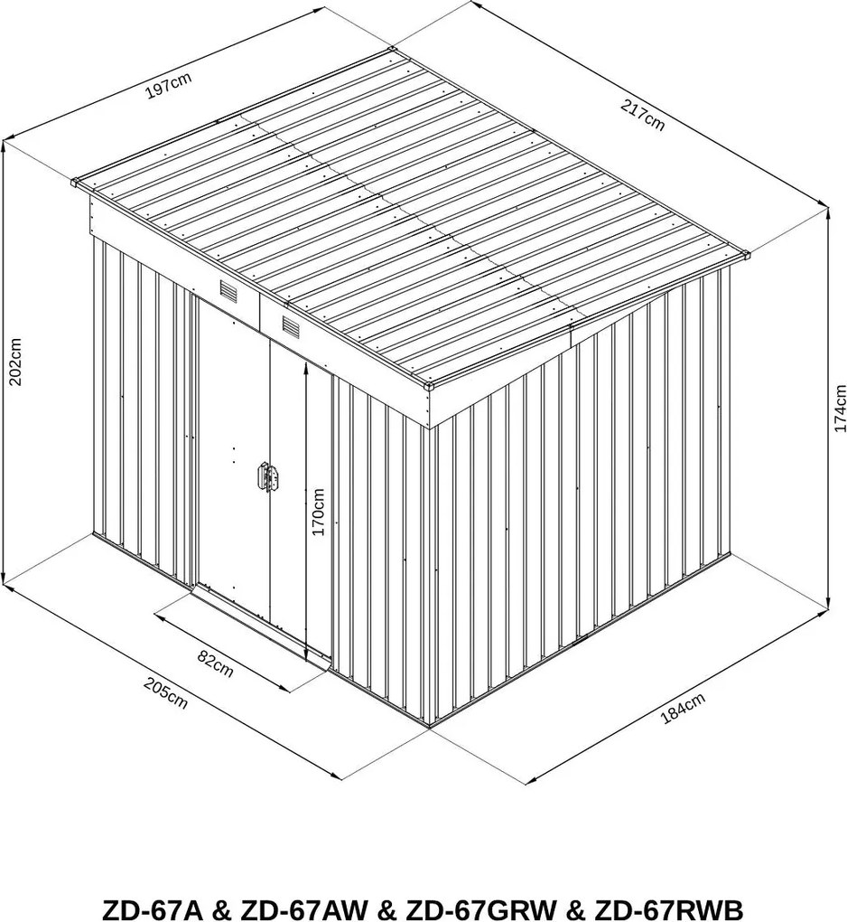 Zahradní domek BestBerg ZD-67AW / 4,3 m² / 197 × 217 × 202 cm / antracit/bílá