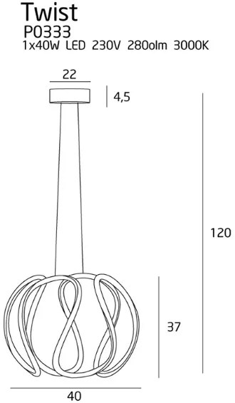 Moderní LED závěsné svítidlo TWIST P0333