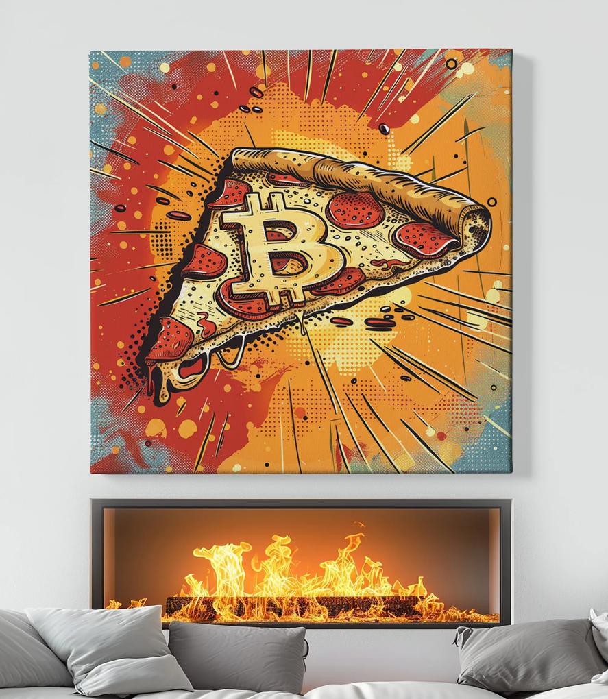 Obraz na plátně - Bitcoin pizza day FeelHappy.cz Velikost obrazu: 100 x 100 cm