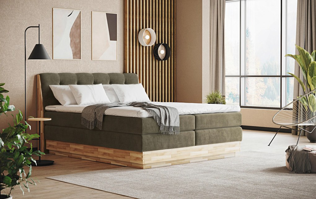 XXXLutz POSTEL BOXSPRING, 180/200 cm, zelená - Postele s úložným prostorem - 00084000562M