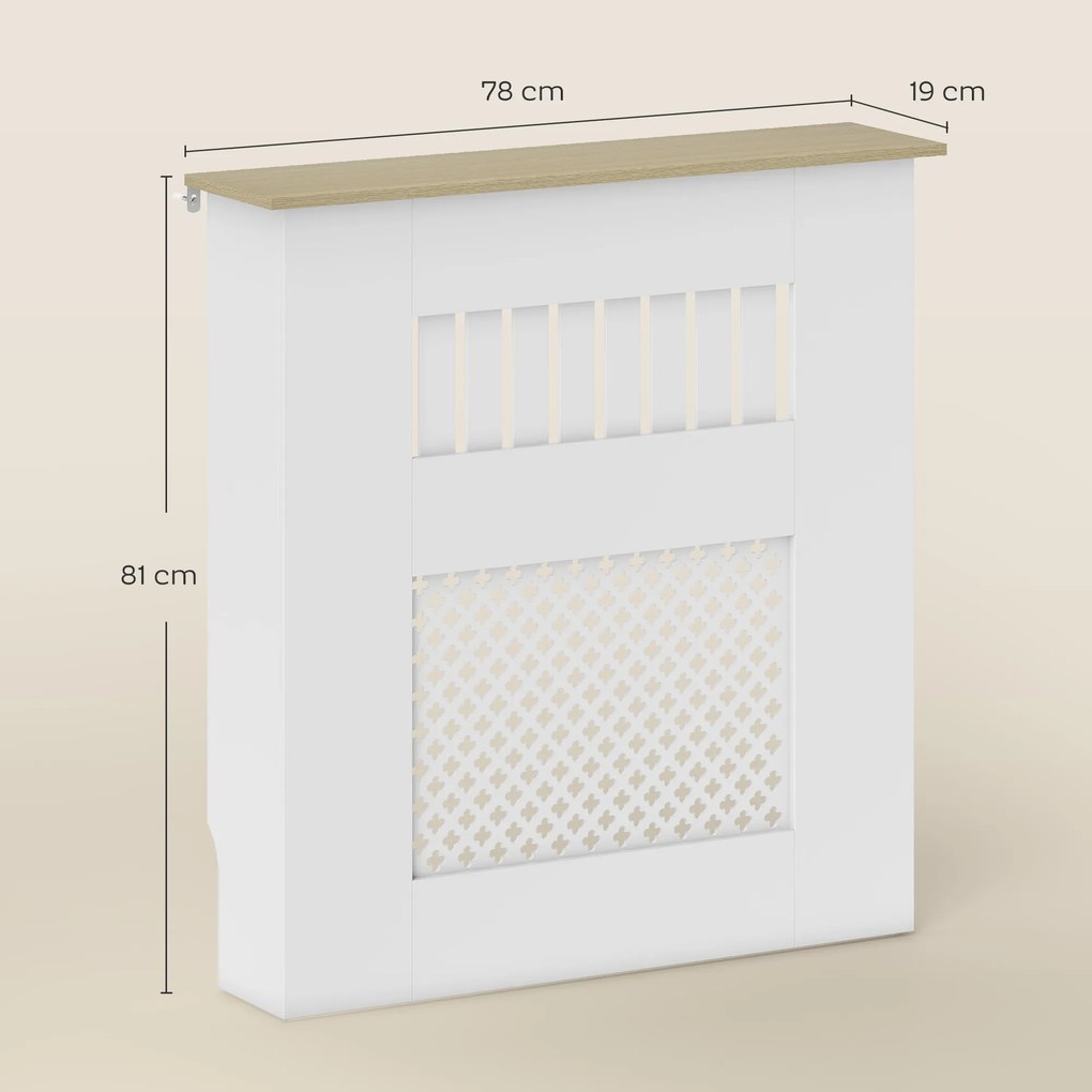 HOMCOM kryt radiátoru 78 x 19 x 81 cm, kryt radiátoru, moderní lamelový a voštinový design, bílá