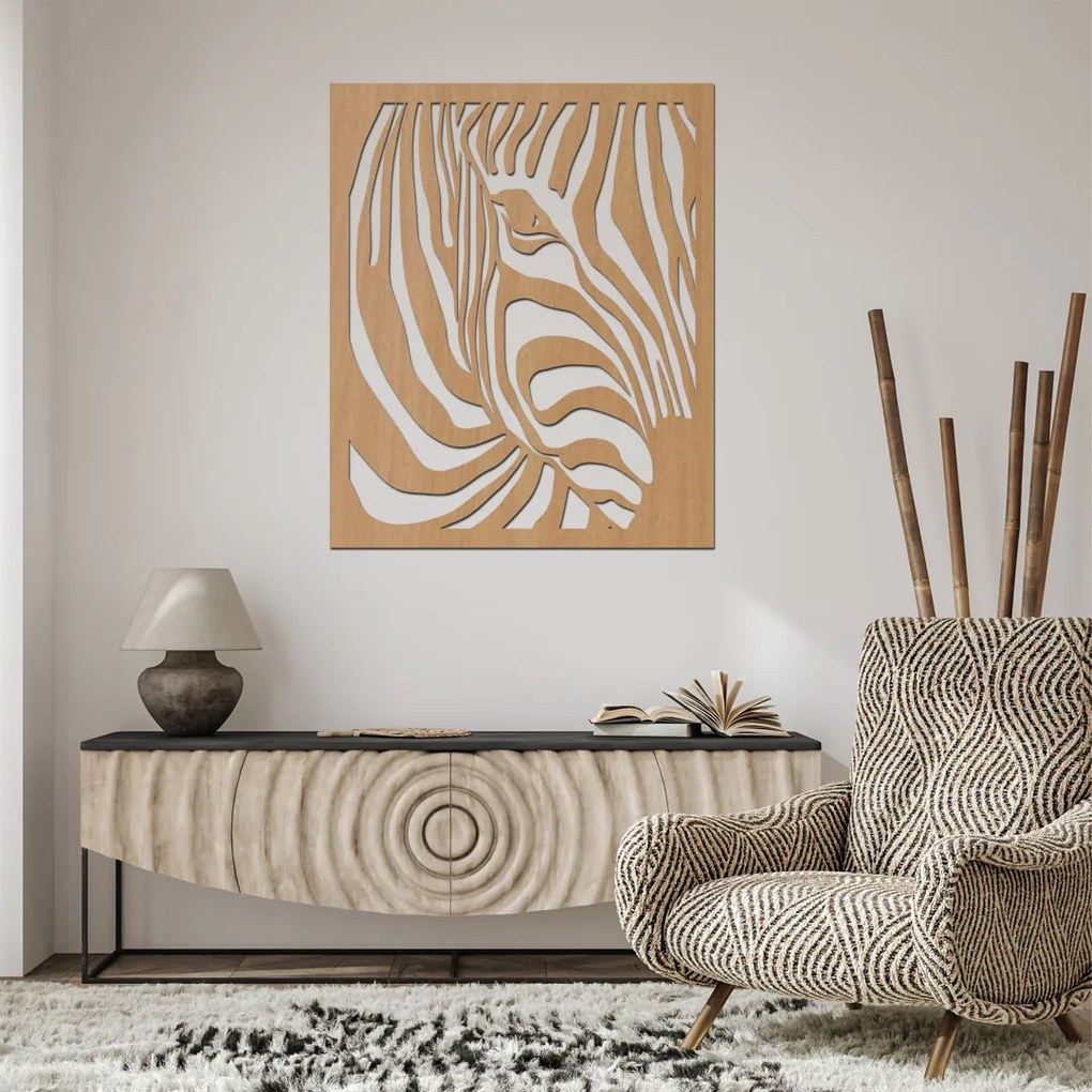 dřevo života Dřevěný obraz na zeď ZEBRA Zvolte rozměr (cm): 40x48, Zvolte barvu dekoru: Černá