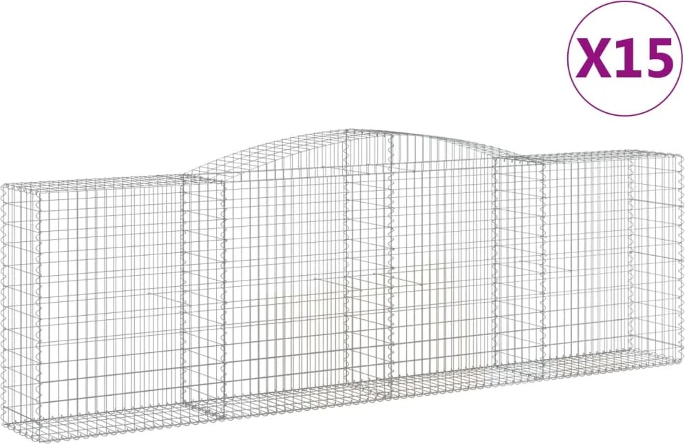 Klenuté gabionové koše 15ks 400x50x120/140cm pozinkované železo 3147018