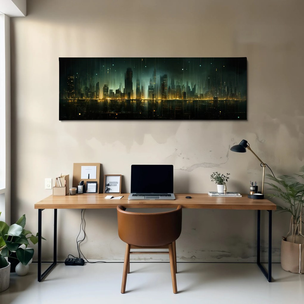 Obraz na plátně - Futuristické město - Abstrakce - Město zítřka FeelHappy.cz Velikost obrazu: 120 x 40 cm