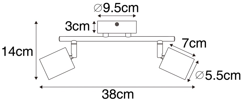 Průmyslové bodové světlo černé se dřevem naklápěcí 2-světlo - Jeana