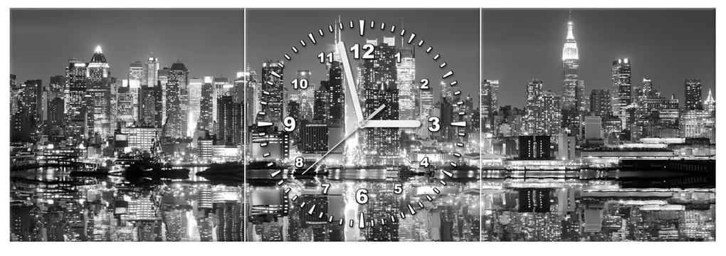 Gario Obraz s hodinami Noční Manhattan - 3 dílný Rozměry: 80 x 40 cm