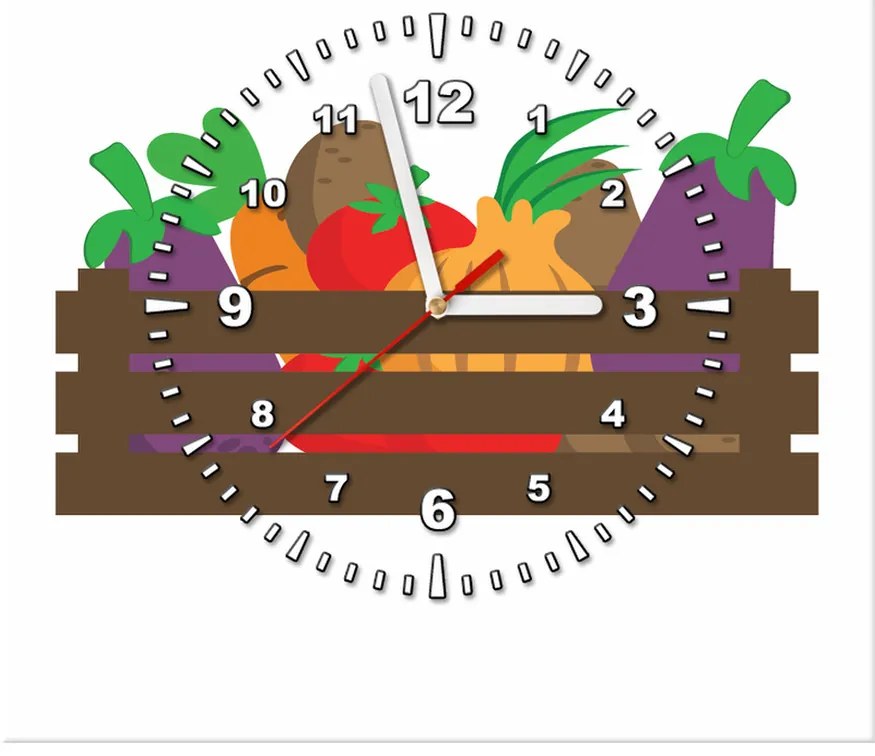 Gario Obraz s hodinami Bednička se zeleninou Rozměry: 40 x 40 cm