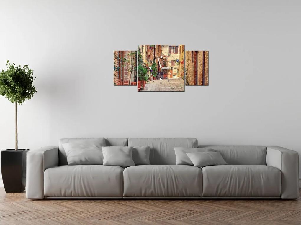 Gario Obraz s hodinami Stará cestička v Toskánsku - 3 dílný Rozměry: 90 x 70 cm