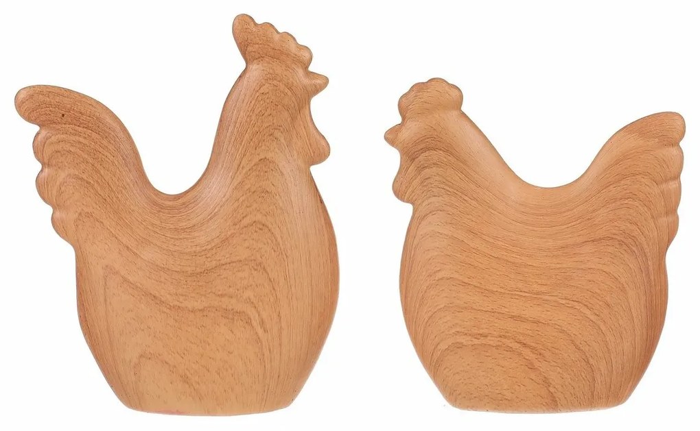 Velikonoční dekorace Slepice a kohout, 12 x 3 x 14 cm , sada 2 ks, polyresin