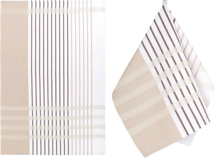 Bellatex Kuchyňská utěrka 1 ks 50x70 cm Proužek Hnědá,Béžová