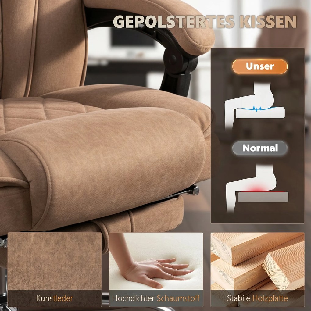 Kancelářská židle Vinsetto s vibrační masáží — ergonomická polohovatelná židle k psacímu stolu s vyhřívanou bederní opěrkou, výškově nastavitelná, ot…